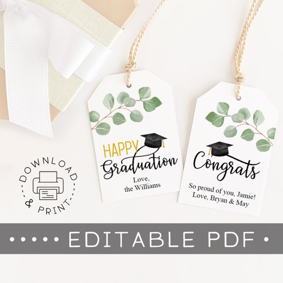 Editable & Printable Gift Tags / Happy Graduation and Congrats - Etsy