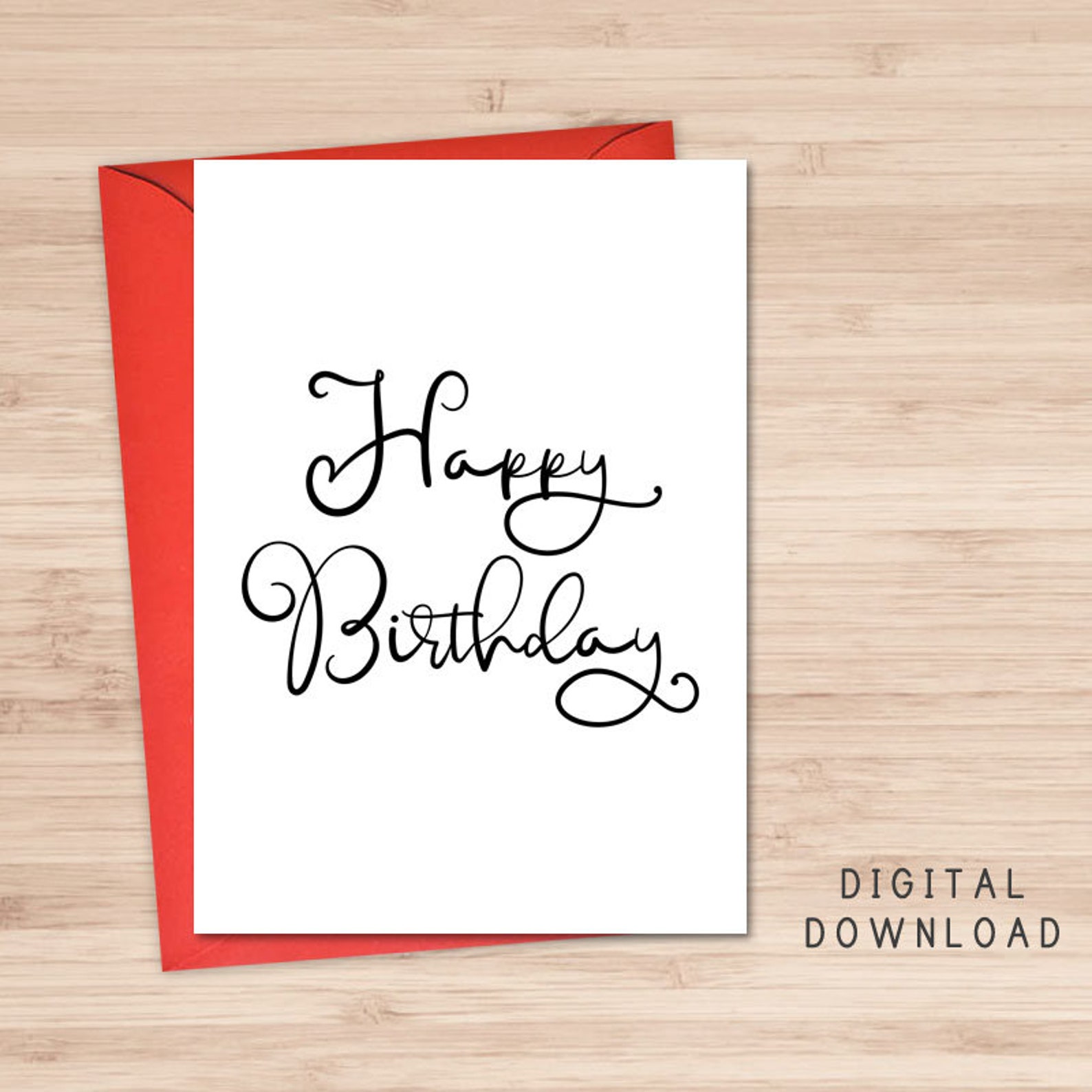 Set of 4 Printable Birthday Cards / Minimal Happy Birthday | Etsy