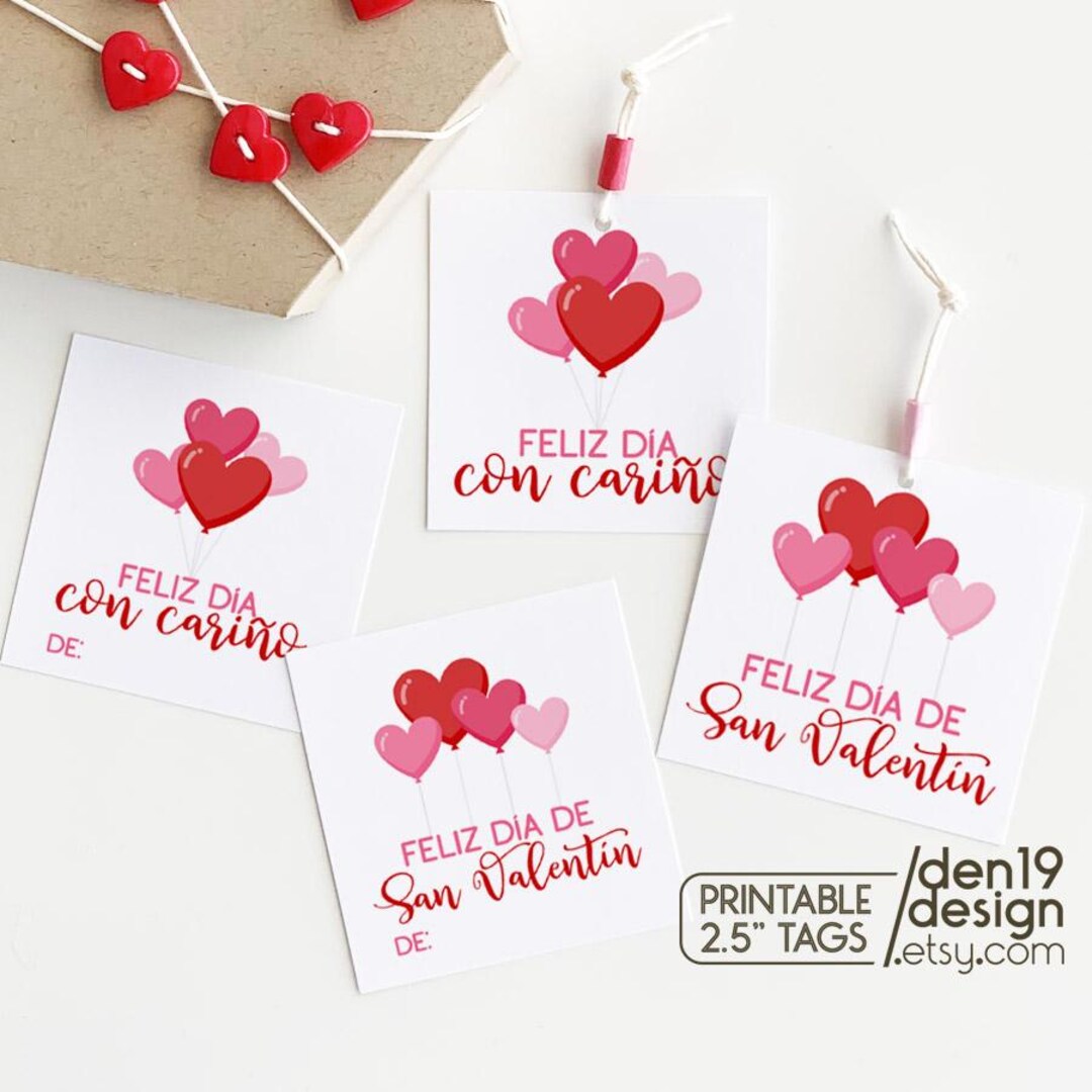 Printable Gift Tags / Spanish Valentine's Day Favor Tags / Feliz Día De ...
