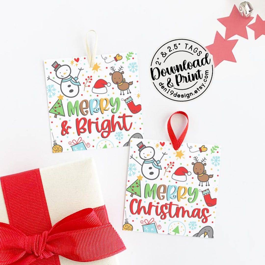Printable Merry Christmas Gift Tags / Square 2" and 2.5" Tag - Etsy