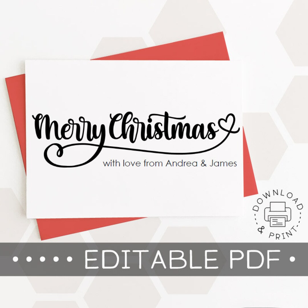 Editable & Printable Merry Christmas Card / Instant Download - Etsy