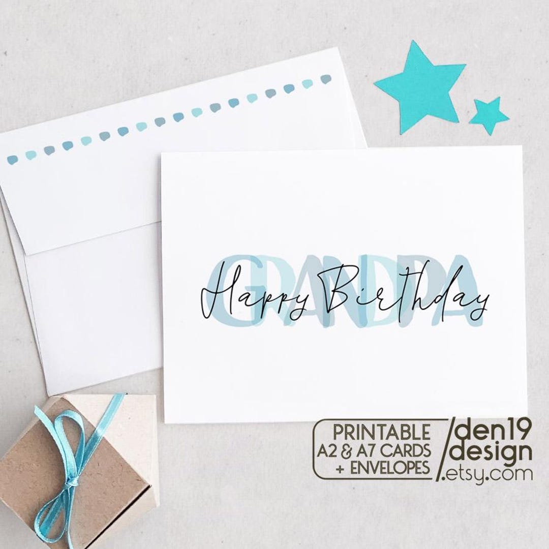 Printable Card: Happy Birthday Grandpa / Instant Download PDF / Card ...