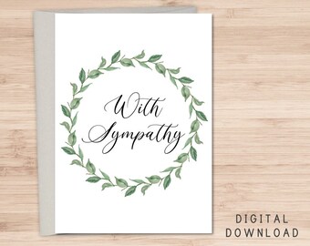 With Sympathy Printable Card / Instant Download PDF / Card | Etsy