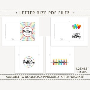 Set of 4 Printable Birthday Cards / Happy Birthday Card / Instant ...