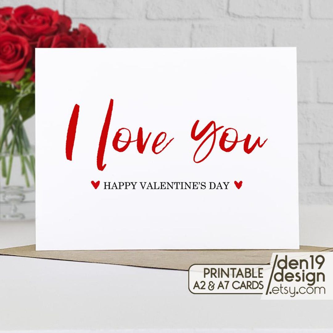 Printable Card: I Love You Happy Valentine's Day / Instant Download PDF ...