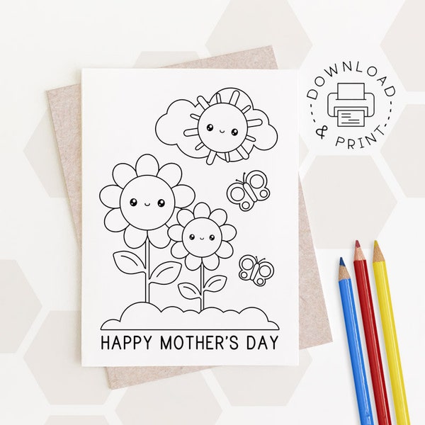 Happy Mothers Day Coloring Pages - Etsy