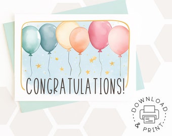 Congratulations Card Download Template, Printable Congrats Greeting ...