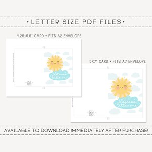 Printable Welcome Little One Card / Sun Baby Card Template / Instant ...