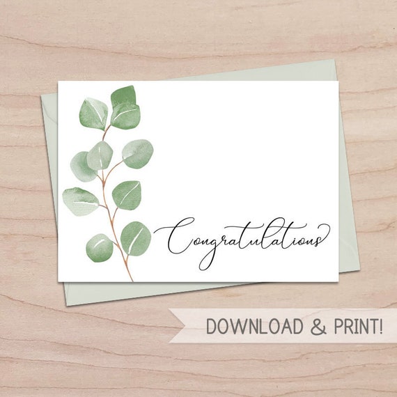 Congratulations Printable Card / Instant Download PDF / - Etsy