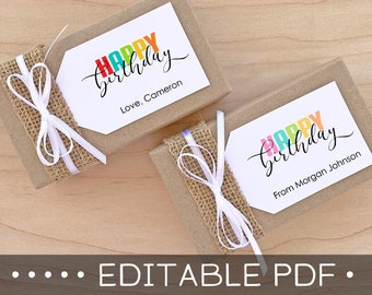 Editable & Printable Gift Tags / Happy Birthday Gift Tag / | Etsy