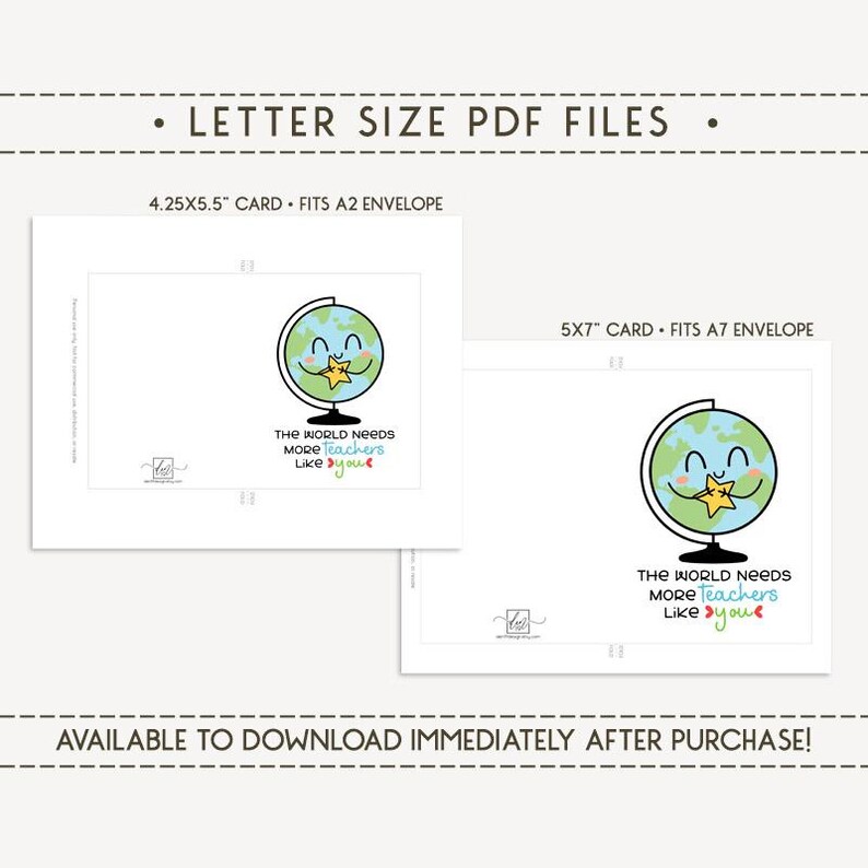 Printable Card: the World Needs More Teachers Like You / Instant ...