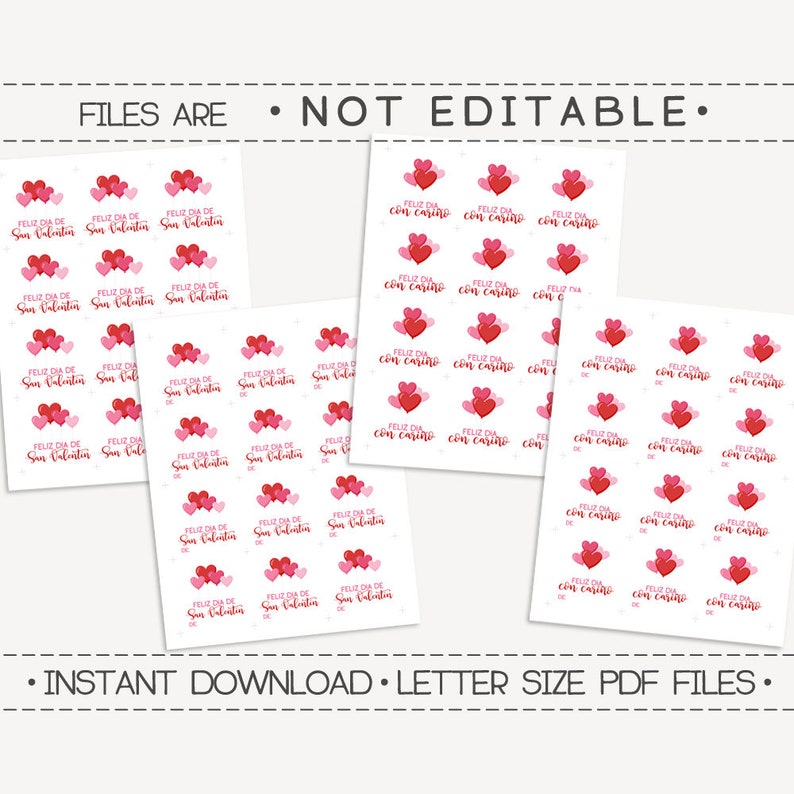 Printable Gift Tags / Spanish Valentine's Day Favor Tags / - Etsy
