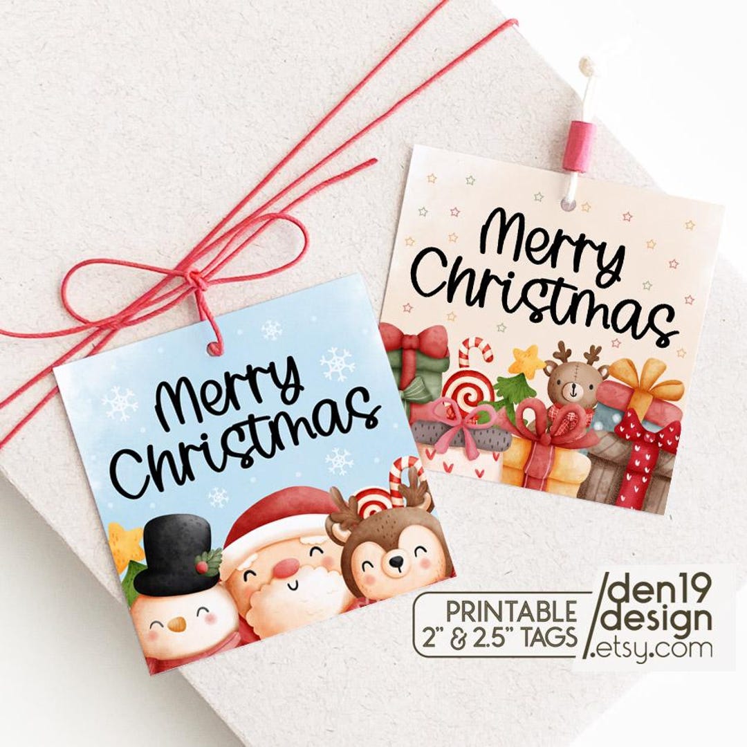 Printable Merry Christmas Gift Tags / Square 2" and 2.5" Tag - Etsy
