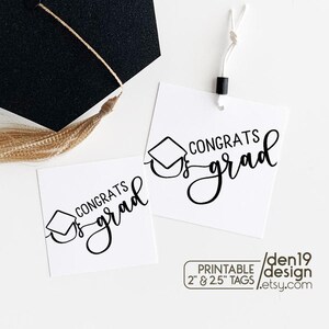 Printable Graduation Gift Tags / Square Congrats Grad Tag / 2x2 and 2 ...