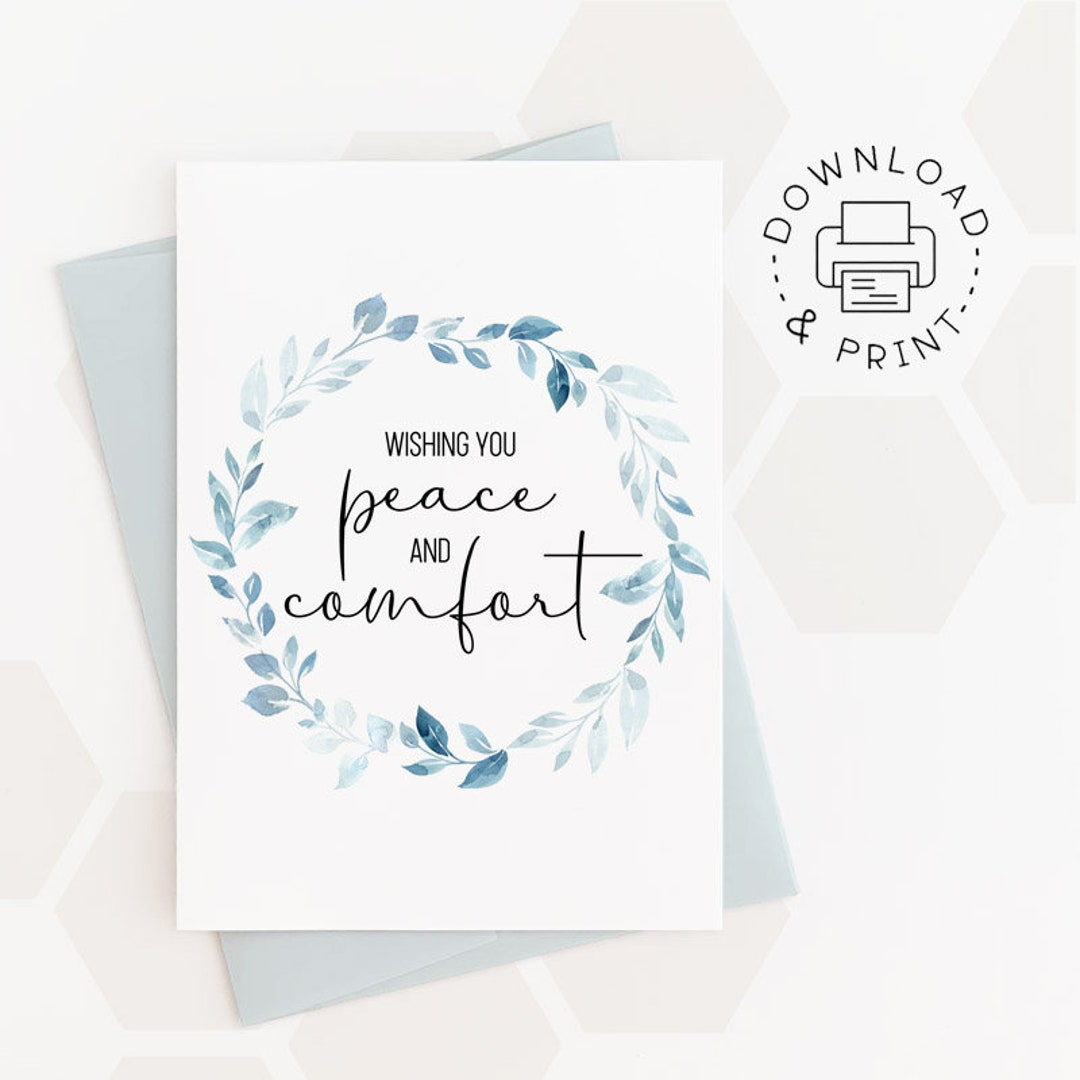 Printable Card Wishing You Peace and Comfort / Instant Download PDF ...