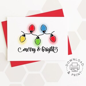 Merry and Bright Printable Cards / Instant Download PDF / Holidays Card ...