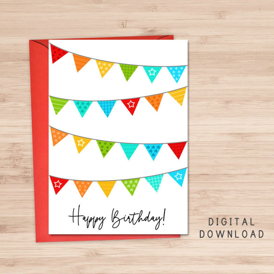 Set of 4 Printable Birthday Cards / Happy Birthday Card / | Etsy