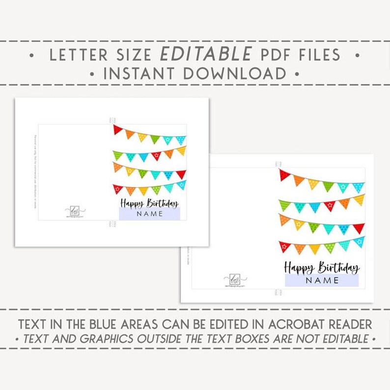 Editable & Printable Happy Birthday Card / Instant Download PDF / Card ...