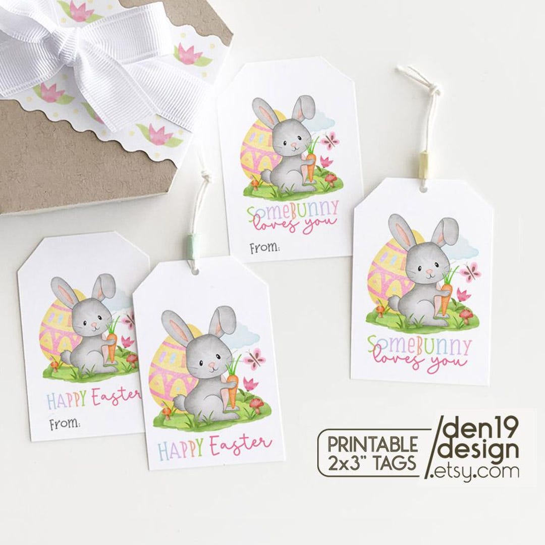 Printable Easter Bunny Gift Tags: Some Bunny Loves You (PDF Files) - Etsy
