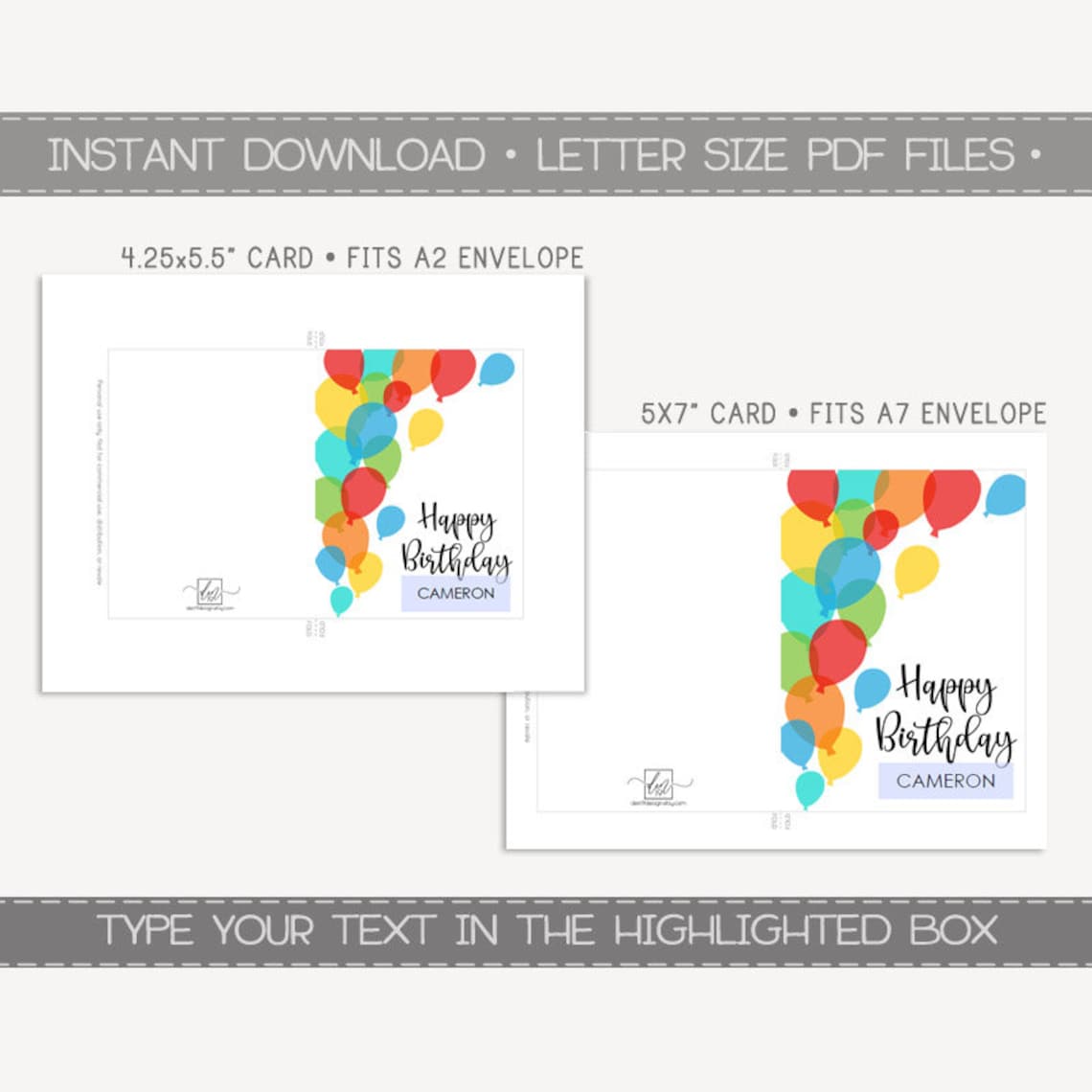 Editable & Printable Happy Birthday Card / Instant Download - Etsy
