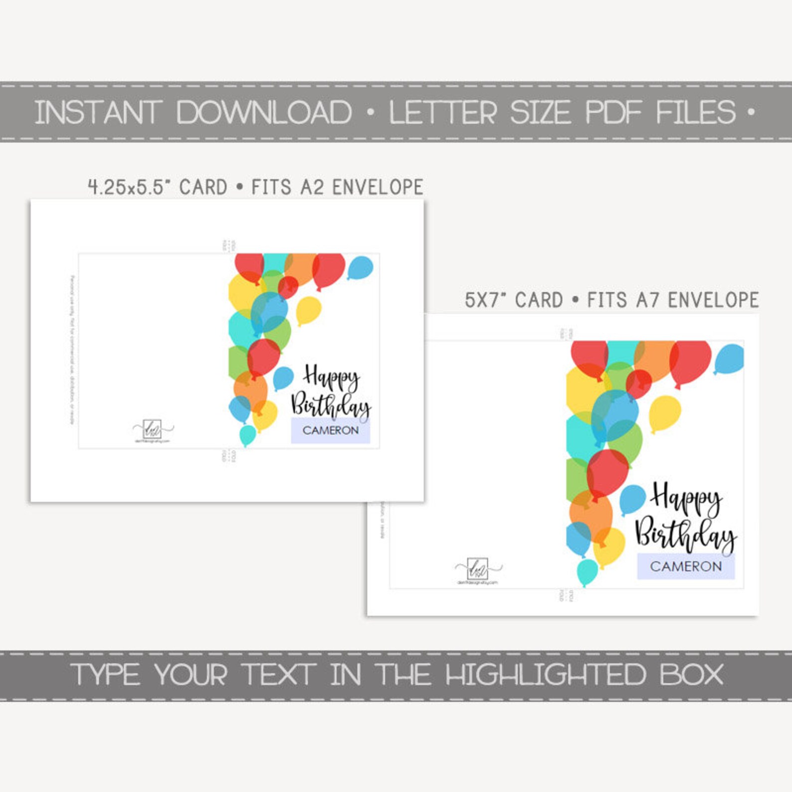 Editable & Printable Happy Birthday Card / Instant Download - Etsy