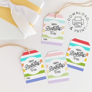 Printable Gift Tags / Happy Birthday Gift Tag / Birthday Gift Labels in ...