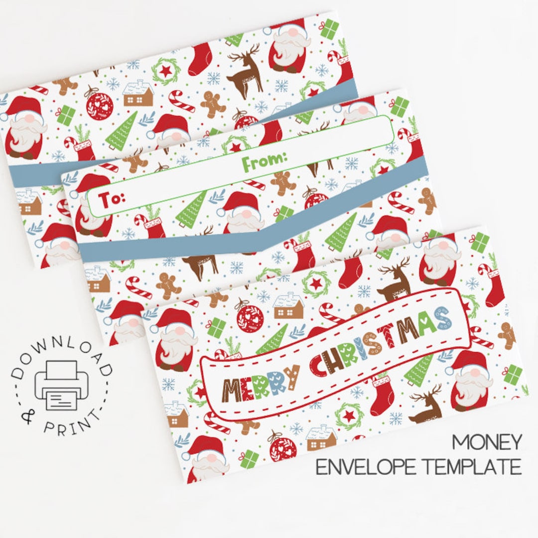 Printable Christmas Money Gift Envelope / Cash Holder / Instant ...