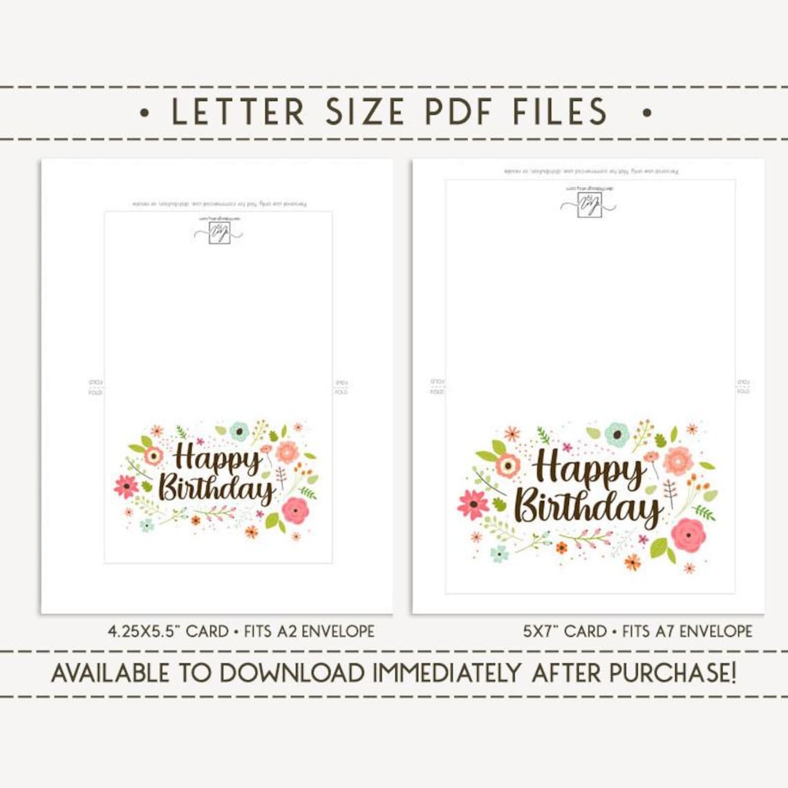 Happy Birthday Printable Card and Envelope / Instant Download PDF ...