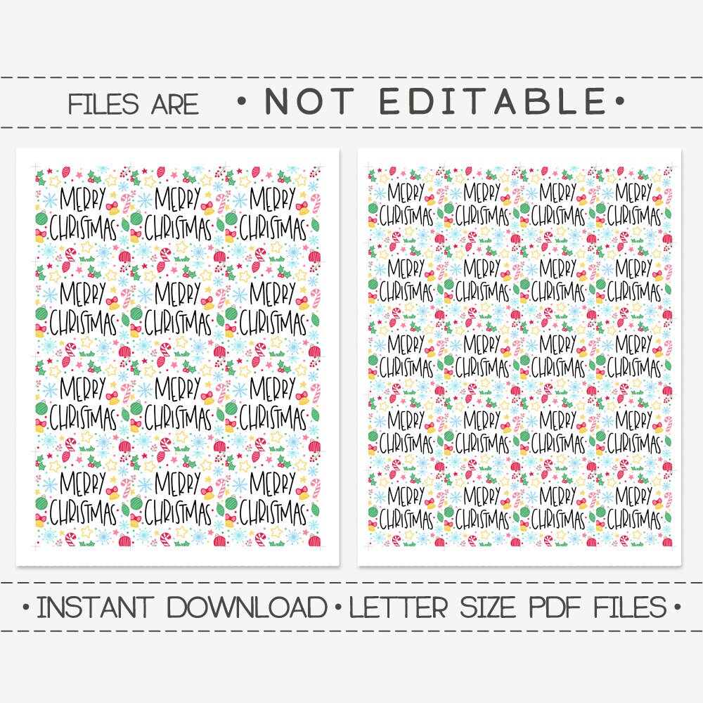 Printable Merry Christmas Gift Tags, Square Cookie Tag (PDF Files) - Etsy
