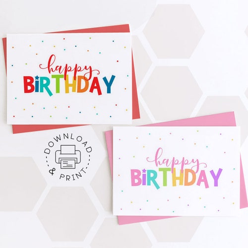 Happy Birthday Printable Card and Envelope / Instant Download - Etsy
