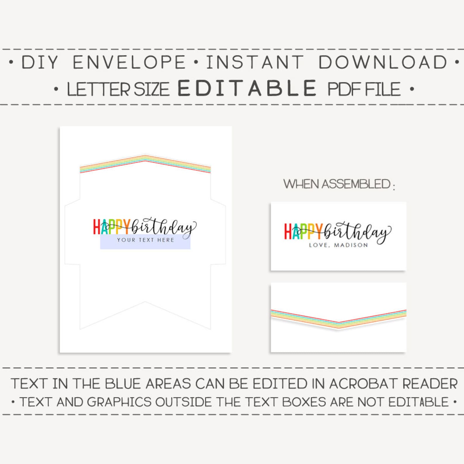 Editable & Printable Birthday Money Gift Envelope / Instant Download ...