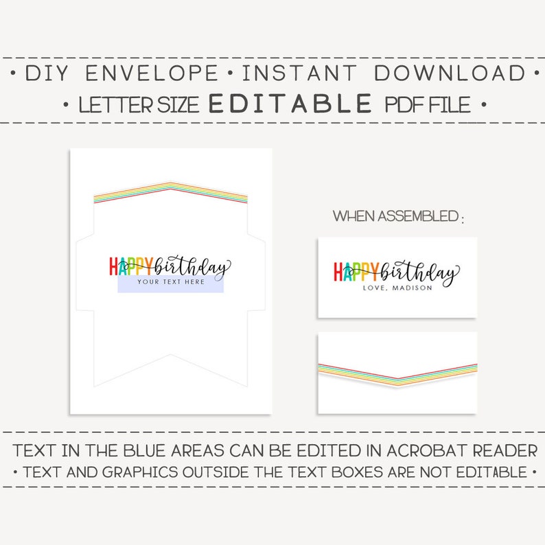 Editable & Printable Birthday Money Gift Envelope / Instant - Etsy