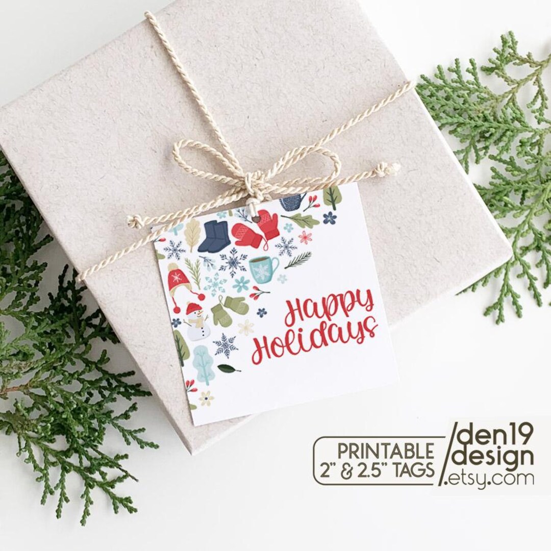 Printable Happy Holidays Gift Tag - Etsy