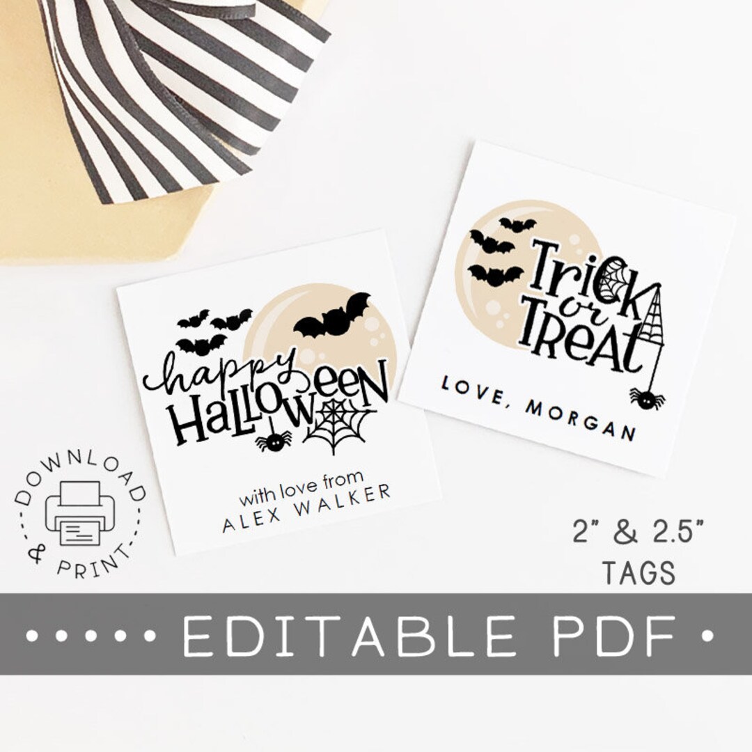 Editable & Printable Gift Tags / Happy Halloween and Trick or Treat ...