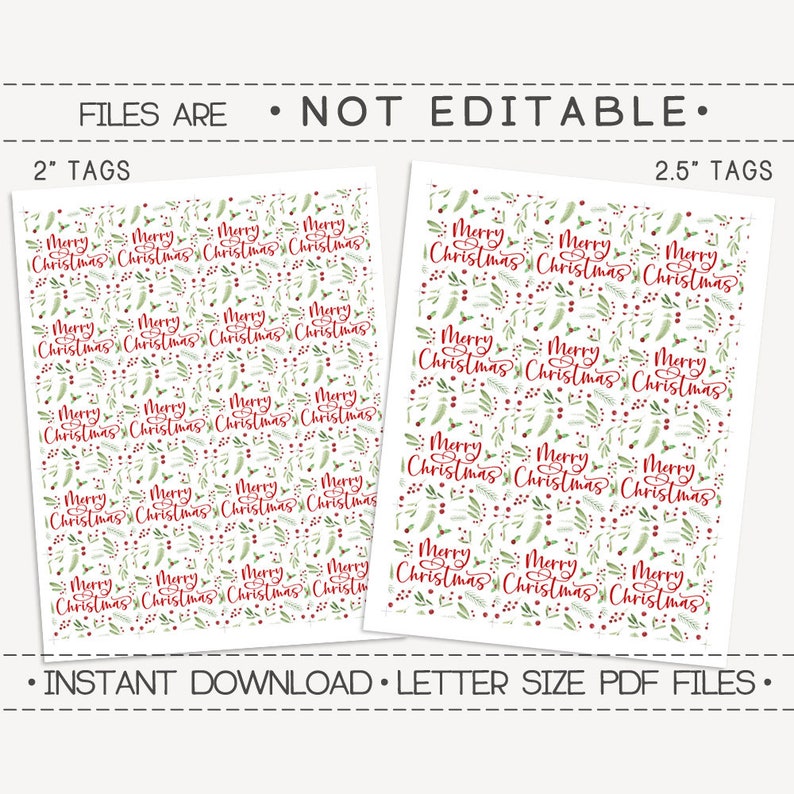 Printable Merry Christmas Gift Tags / Square Merry Christmas - Etsy