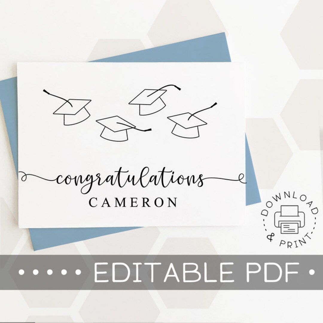 Editable & Printable Graduation Card / Instant Download PDF / Card ...