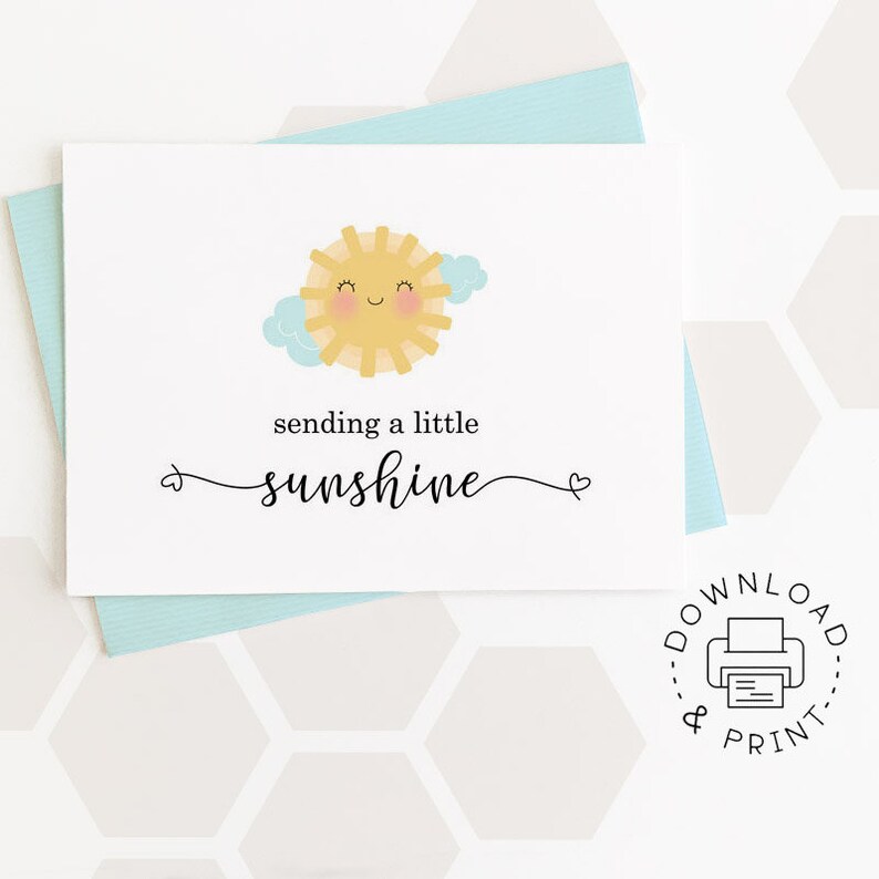 Sending A Little Sunshine Printable Card / Instant Download - Etsy