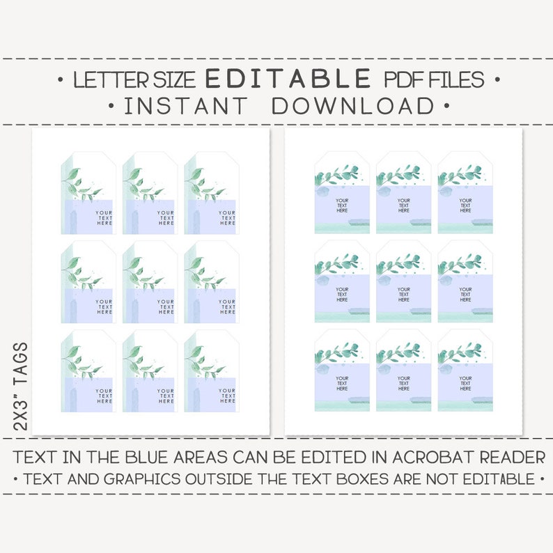 Editable & Printable Gift Tags / Greenery Favor Tag Template - Etsy