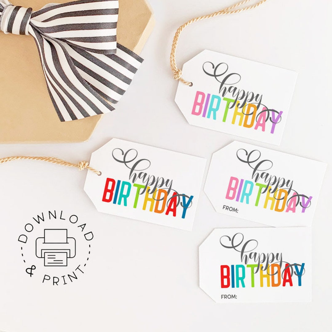 Printable Gift Tags / Happy Birthday Gift Tag / Birthday Gift Labels in ...