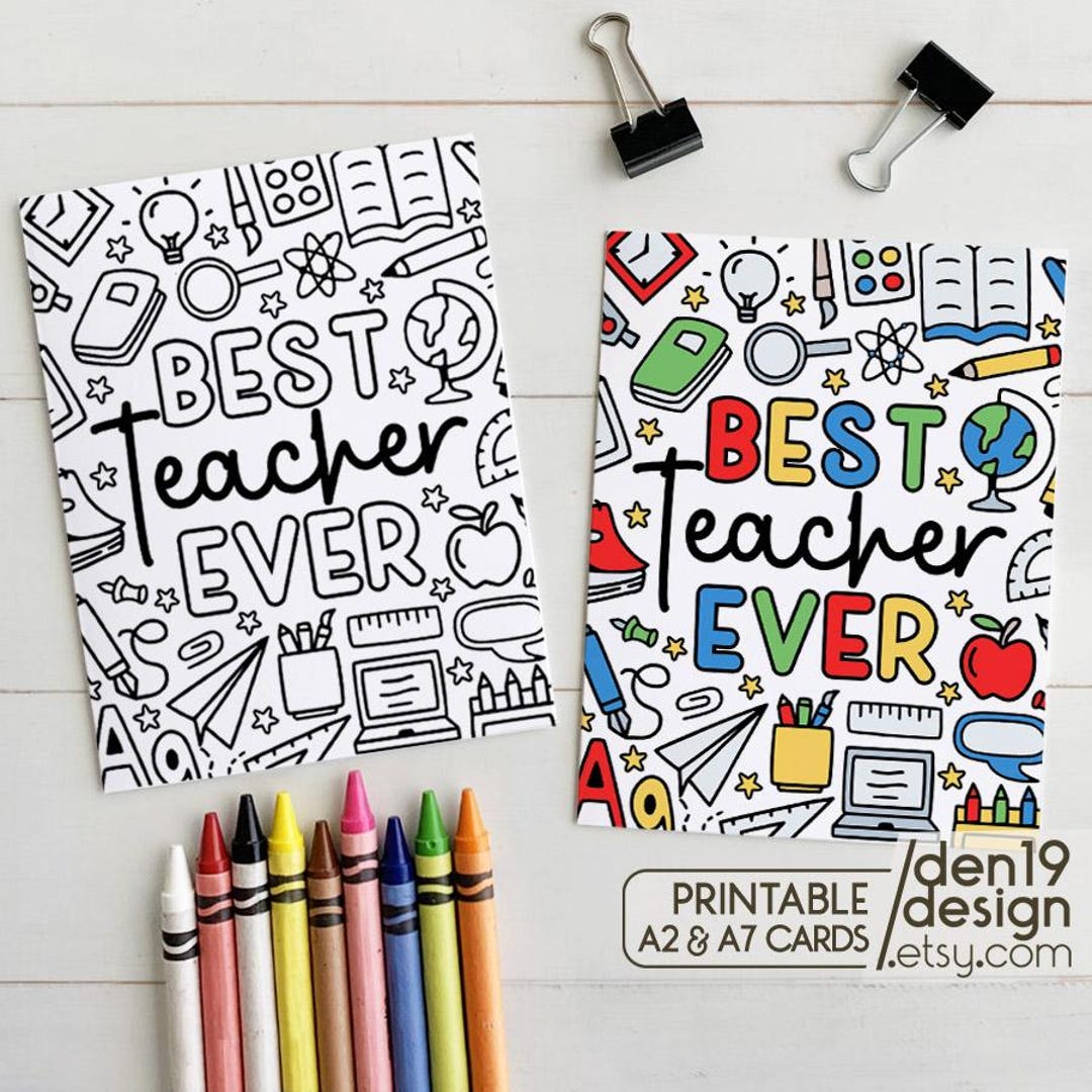 Best Teacher Ever Printable Card / Instant Download PDF / Teacher ...
