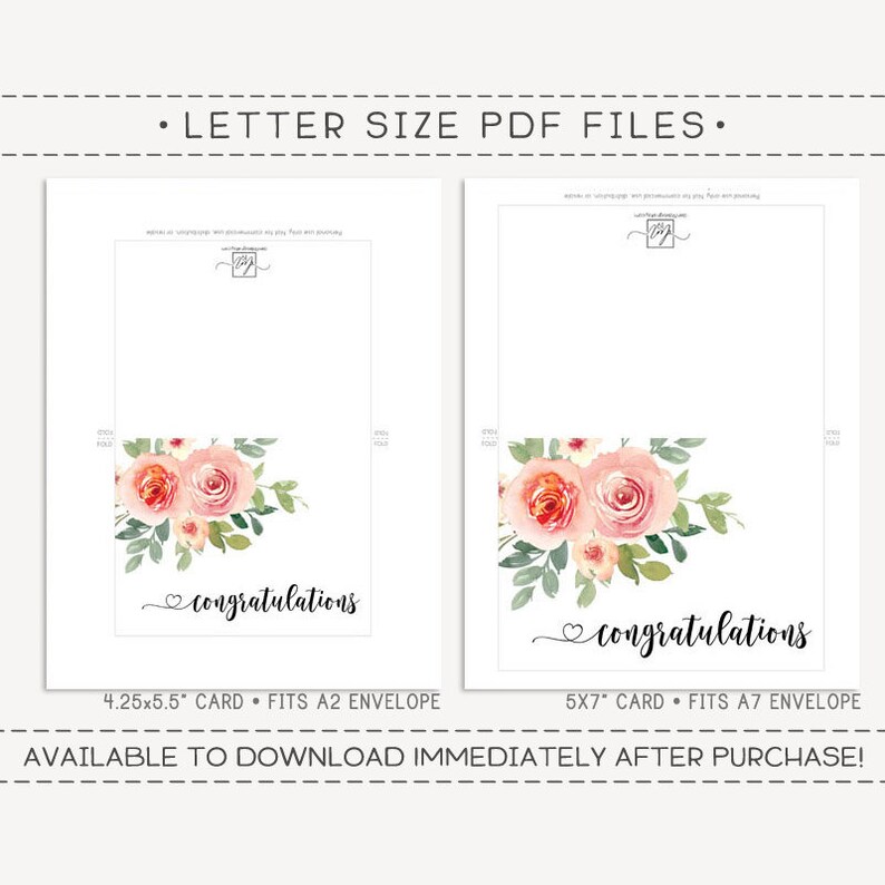 Congratulations Printable Card / Instant Download PDF / Floral - Etsy