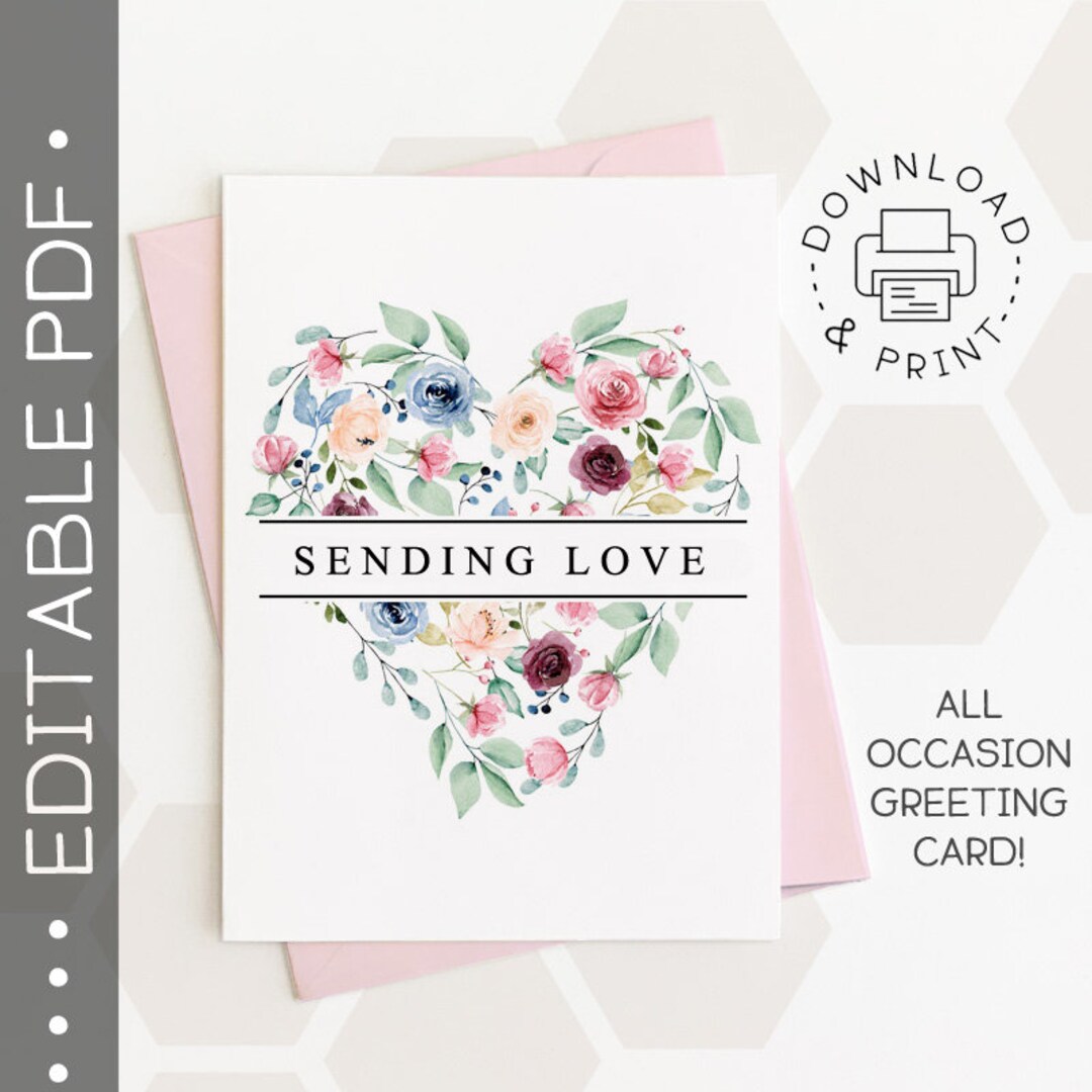 All Occasion Editable & Printable Card / Instant Download PDF / Floral ...