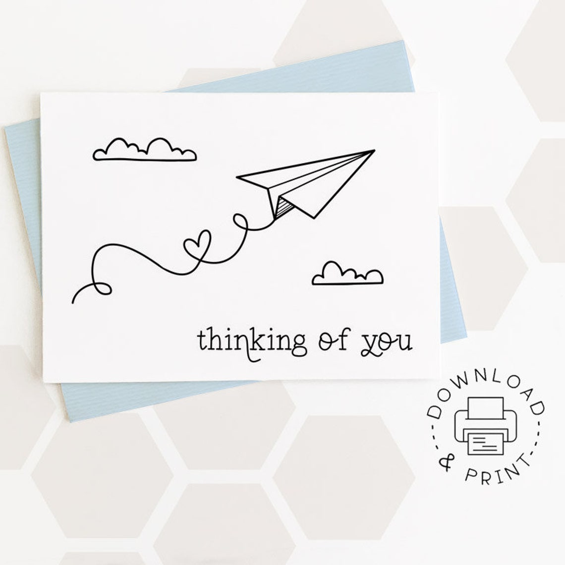 Thinking of You Printable Card / Instant Download PDF / Card - Etsy