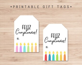 Printable Gift Tags / Feliz Cumpleaños / Spanish Happy | Etsy