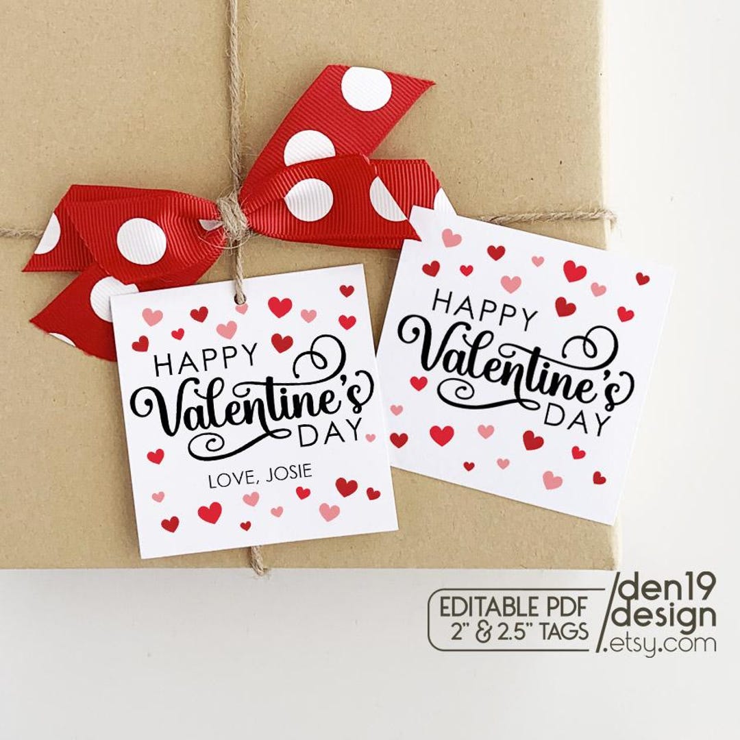 Editable & Printable Gift Tags / Hearts Happy Valentine's Day Tag - Etsy