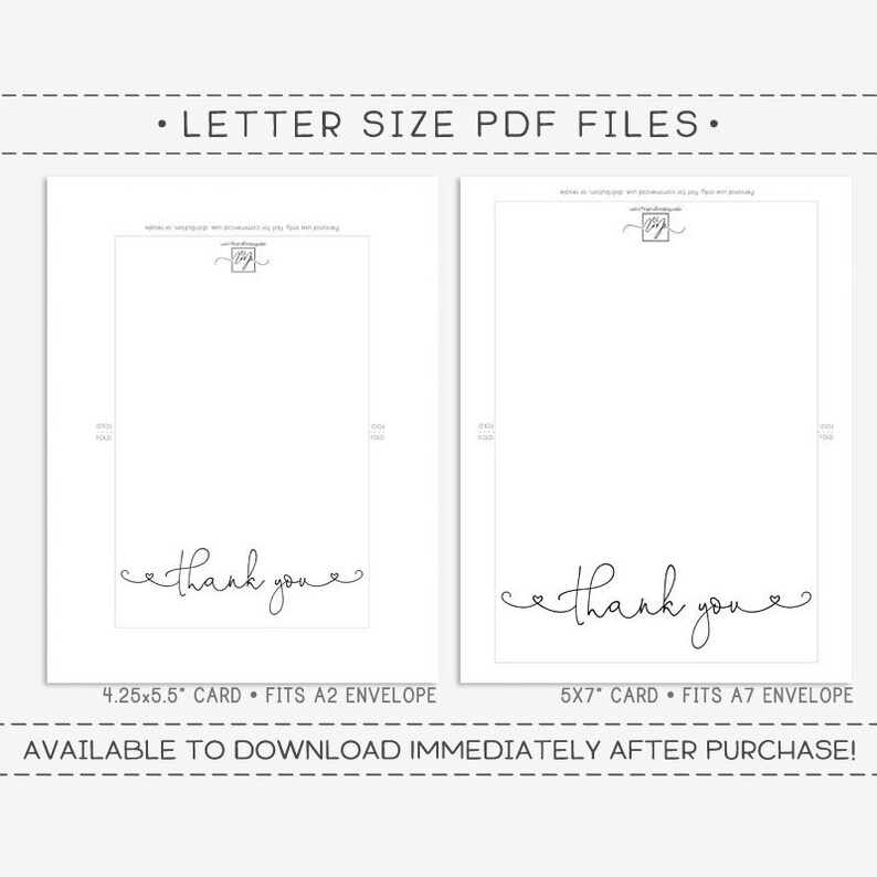 Thank You Printable Card / Instant Download PDF / Card - Etsy