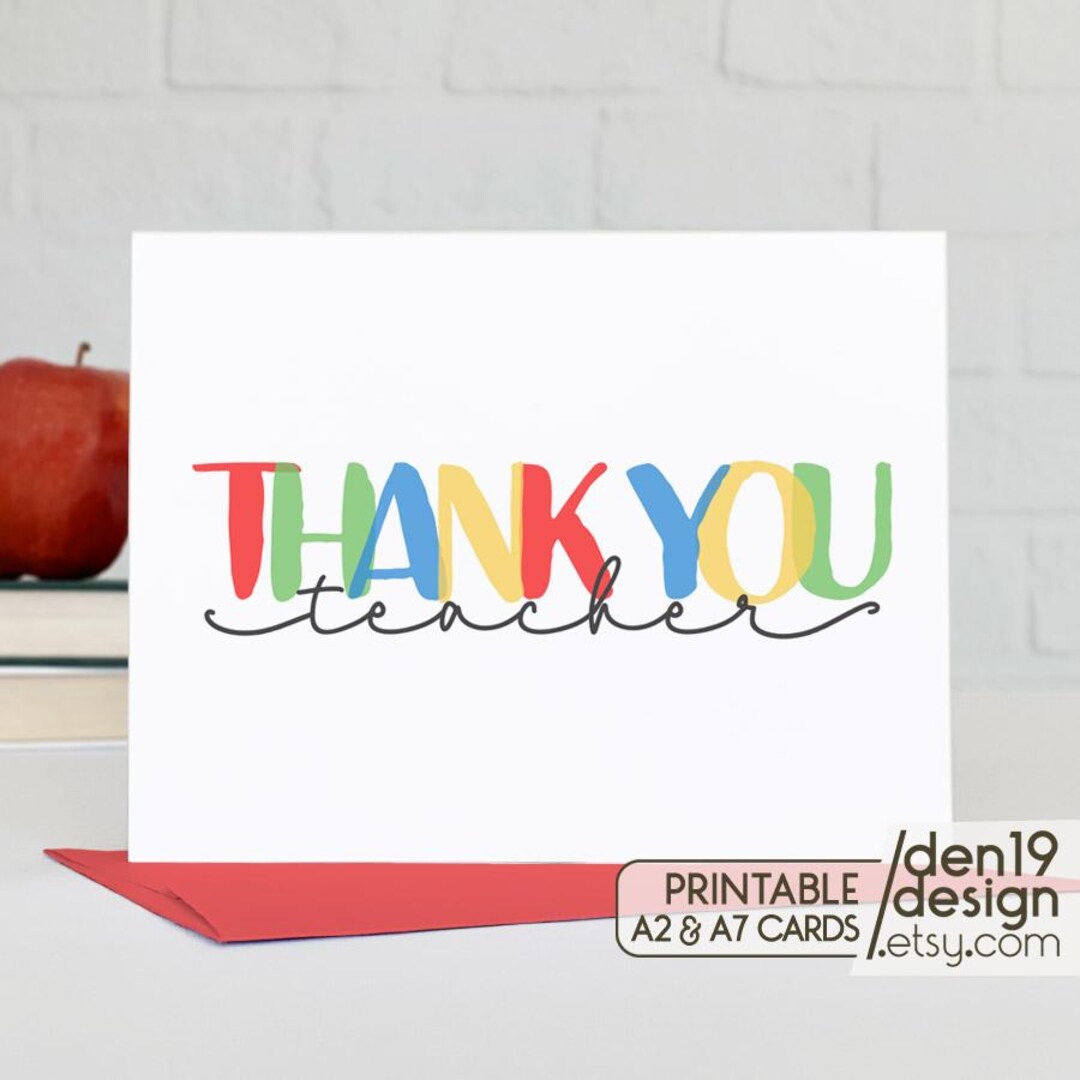 Printable Card: Thank You Teacher / Instant Download PDF / Teacher ...
