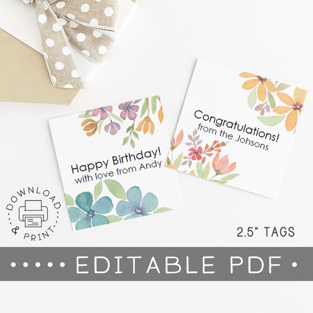 Editable & Printable Gift Tags / Floral All Occasion Favor Tags ...