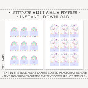 Editable & Printable Gift Tags / Rainbow Favor Tag Template - Etsy