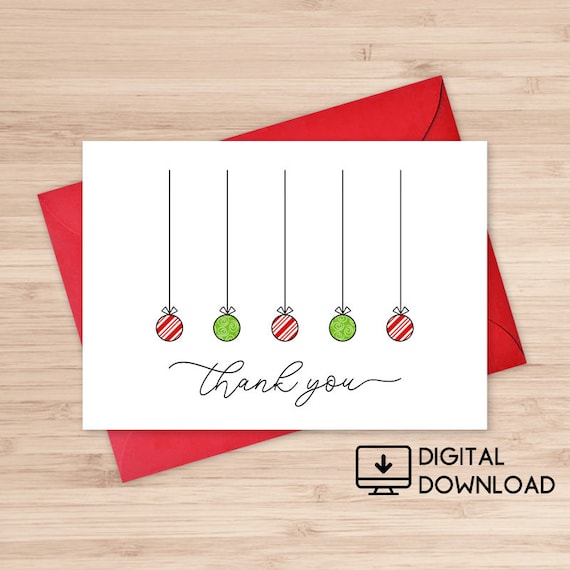 Christmas Thank You Printable Card / Instant Download PDF / | Etsy
